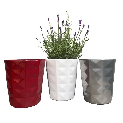 Kyoto Collection Geometric Ceramic Pot Set – 5.9" Diameter, Eco ...