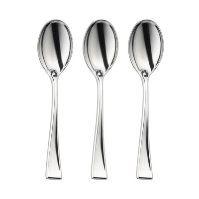 Smarty Had A Party Shiny Metallic Silver Hammered Plastic Spoons (1000 ...