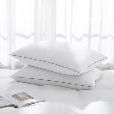 Peace Nest Gusseted Goose Down Feather Pillows Set Of 2, Brown Oval ...