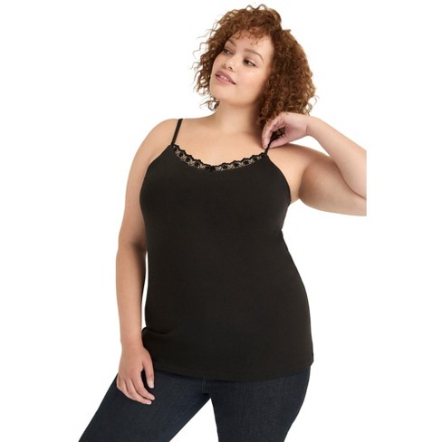 June + Vie By Roaman's Women's Plus Size Lace-trim Bra Cami - 14/16 ...