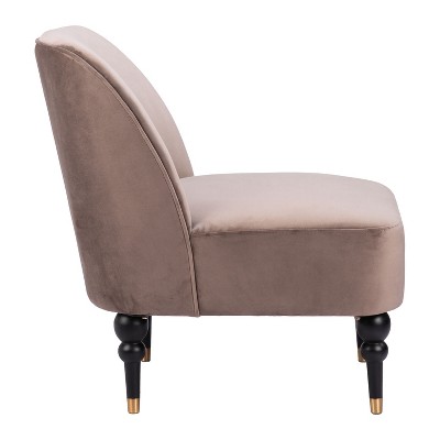 HomeStock 29.5 in H Taupe Finish Round Wood Frame Straight Armchair ...