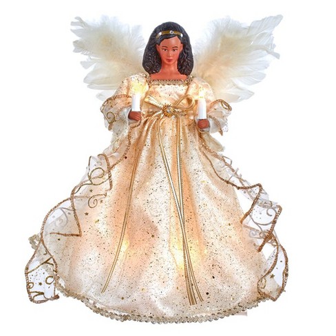 Kurt Adler 12-inch Ul 10-light Ivory & Gold Angel Tree Topper : Target