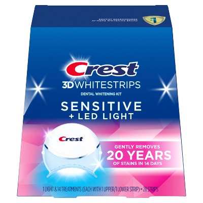 Crest 3dwhitestrips Sensitive + Led Light At-home Teeth Whitening Kit ...