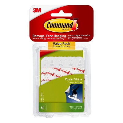 Command 60 Strips Poster Strips Value Pack Adhesives White : Target