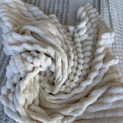 Ribbed Plush Throw Blanket White - Room Essentials™ : Target