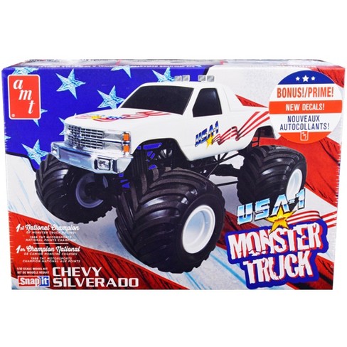 Skill 1 Snap Model Kit Chevrolet Silverado "usa-1" Monster Truck 1/32 ...