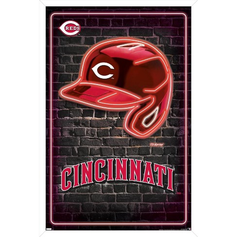 Trends International Mlb Cincinnati Reds - Neon Helmet 23 Framed Wall ...
