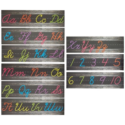 Bright Creations 9 Pack Cursive Alphabet Wall Strip, Numbers Bulletin ...