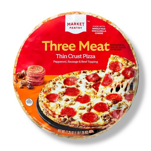 Thin Crust Three Meat Frozen Pizza 17.25oz - Market Pantry™ : Target