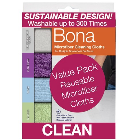 Bona Value Pack Reusable Microfiber Cleaning Cloth - 4ct : Target