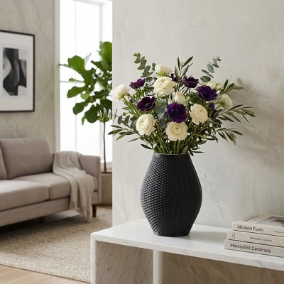 Modern Textured Ceramic Porcelain 3D Print Tall Vase for Coffee Table ...