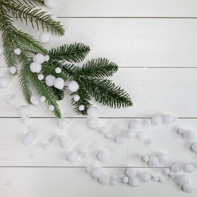 Northlight 4' White Plush Snowball Christmas Garland : Target
