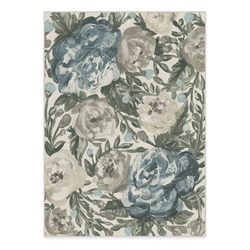 Ruggable Camellia Washable Floral Area Rug - Jade 5'x7'. : Target