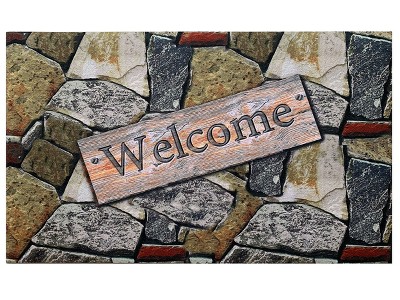 Kate Aurora Montauk Accents Stone Designed Welcome Outdoor Rubber ...