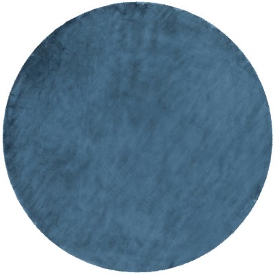 Well Woven Faux Fur Shag Super Soft Mat 5'10" Round Light Blue Area Rug ...
