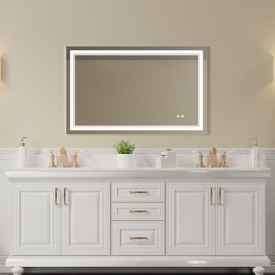 48"x30"led Rectangular Tempered Glass Lighted Bathroom Mirrors,wall ...