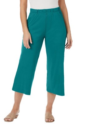 Jessica London Women’s Plus Size Soft Ease Wide Crop, 1x - Tropical ...