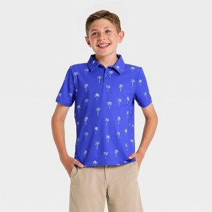Boys' Textured Golf Polo Shirt - All In Motion™ Royal Blue M : Target