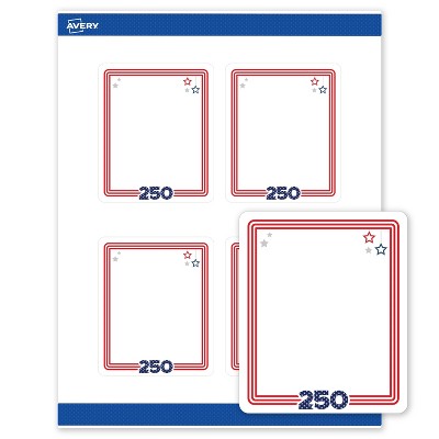 Avery® Matte 4" x 3-1/3" Labels, America 250, Silver, 80ct : Target