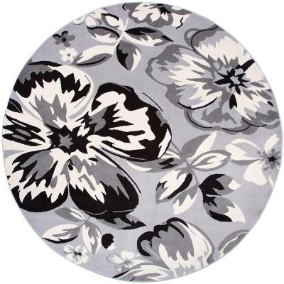 World Rug Gallery Modern Floral Design Gray 6'6" Round Rug : Target