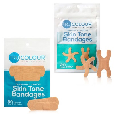 Tru-colour Skin Tone Shade Adhesive Bandage Assorted Shapes, Brown : Target