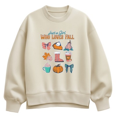 Women's - Instant Message - This Girl Loves Fall Oversized Fleece Crew ...