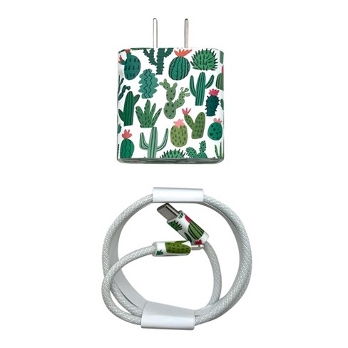 Olivia Pratt Small Cactus Printed Wall Charger 20w Usb-c Power Adapter ...
