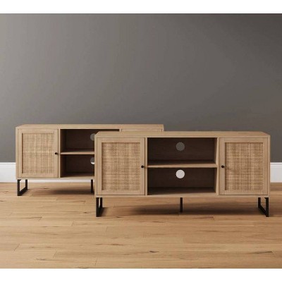 Nathan James 47" Mina Rattan And Wood 2 Door Tv Cabinet For Tvs Up To ...