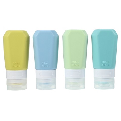 Unique Bargains Silicone 3oz Travel Toiletries Bottles 3.94" 4 Pcs Blue ...