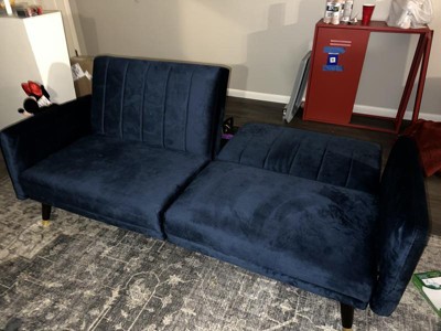 Emma And Oliver Premium Padded Velvet Upholstered Split Back Sofa Futon ...