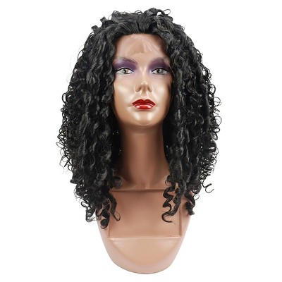 Unique Bargains Women Long Curly Lace Front Wigs With Wig Cap 18" 1pc ...