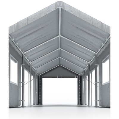 13x25 Ft Carport For All-weather, Reinforced Steel Frame, Roll-up Door ...