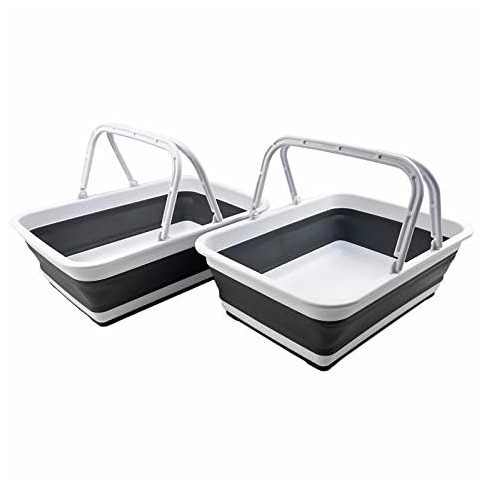 Sammart 8l (2.1 Gallon) Set Of 2 Collapsible Basket With Handle, White ...