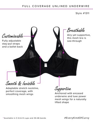 Curvy Couture Women's Sheer Mesh Unlined Underwire Bra Bark 42dd : Target