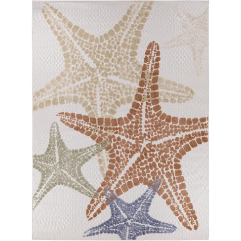 Nourison Aloha Starfish Coastal Flatweave High-low Indoor Outdoor Area ...