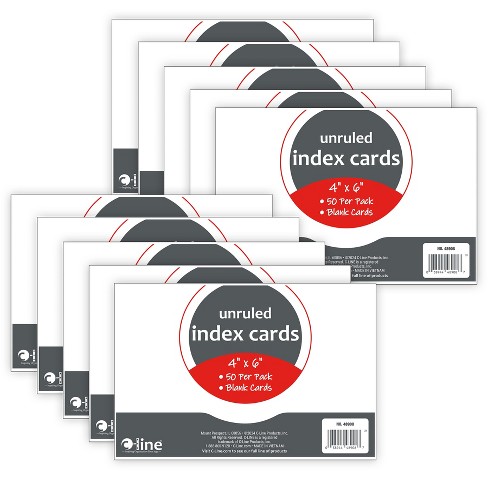 C-line® Index Cards, 4" X 6", White, Unruled, 50 Per Pack, 10 Packs ...
