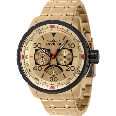 Invicta 46984 Men's Aviator Quartz Multifunction Gold Dial Watch : Target