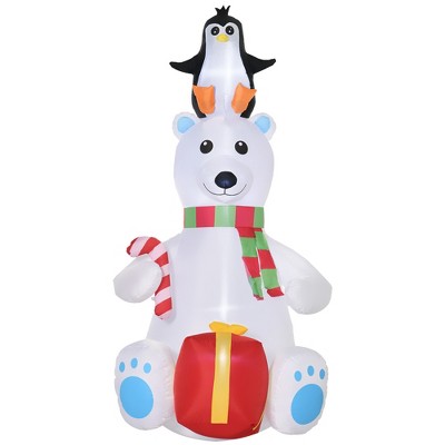 Outsunny 5ft Christmas Inflatables Outdoor Decorations Blessed Polar ...