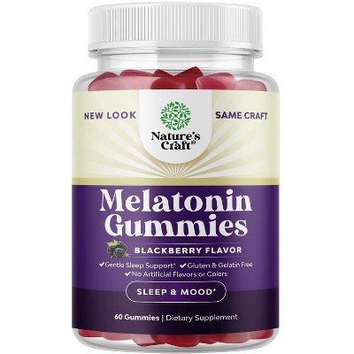 Melatonin 5mg Natural Sleep Aid Gummies, Blackberry Flavor, Nature's ...