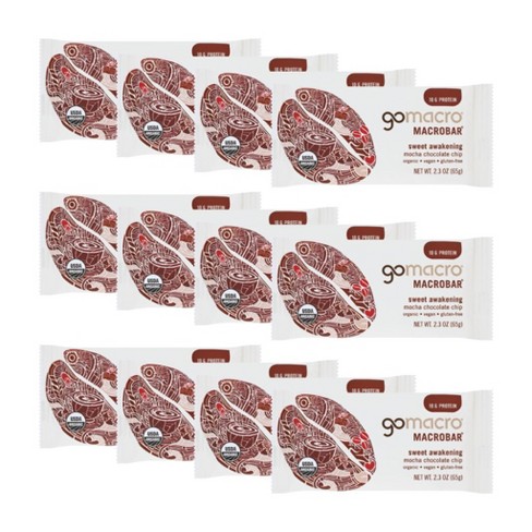 Gomacro Macrobar Sweet Awakening Mocha Chocolate Chip Bar - 12 Bars, 2. ...
