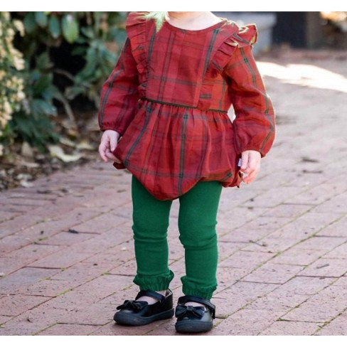 Baby Girls Noel Plaid Holiday Bubble Romper - Rufflebutts 6-12m : Target