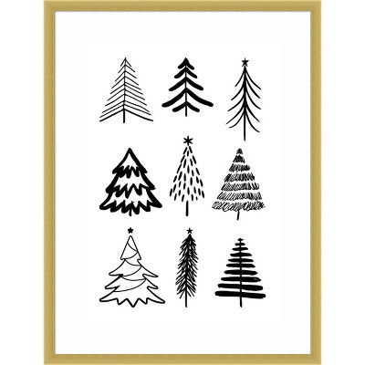 Canvas Tree Framed Wall Art With Silver Frame White - Olivia & May : Target