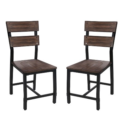 Simple Relax Set Of 2 Side Chairs With Ladder Backrest In Oak And Black ...
