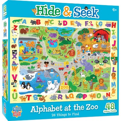 MasterPieces 48 Piece Kids Jigsaw Puzzle - Alphabet at the Zoo - 14"x19 ...