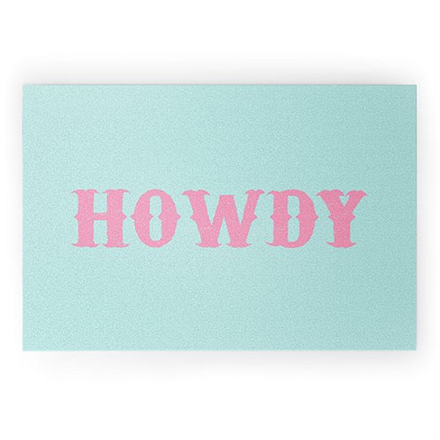 Socoart Howdy Blue Pink 36" X 24" Welcome Mat - Society6 : Target
