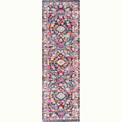 2'x8' Modern Persian Boho Floral Runner Rug, Purple - Jonathan Y : Target