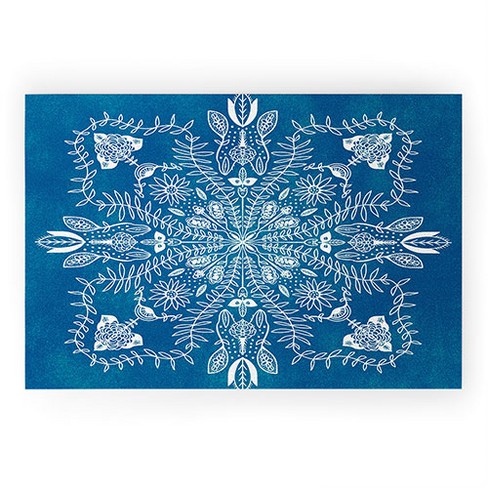 Sunshinecanteen Flores Cyan Welcome Mat - Society6 : Target