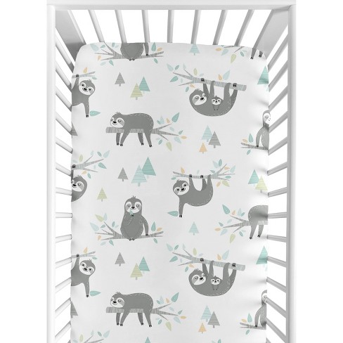 Sweet Jojo Designs Gender Neutral Baby Fitted Crib Sheet Sloth Blue ...