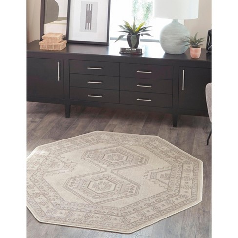 Unique Loom 5' 3 X 5' 3 Octagon Quail-charlotte Ivory Area Rug : Target