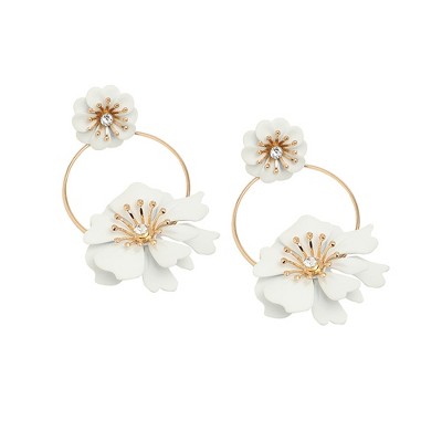 Sohi Women's Daisy White Party Stone Drop Earring : Target